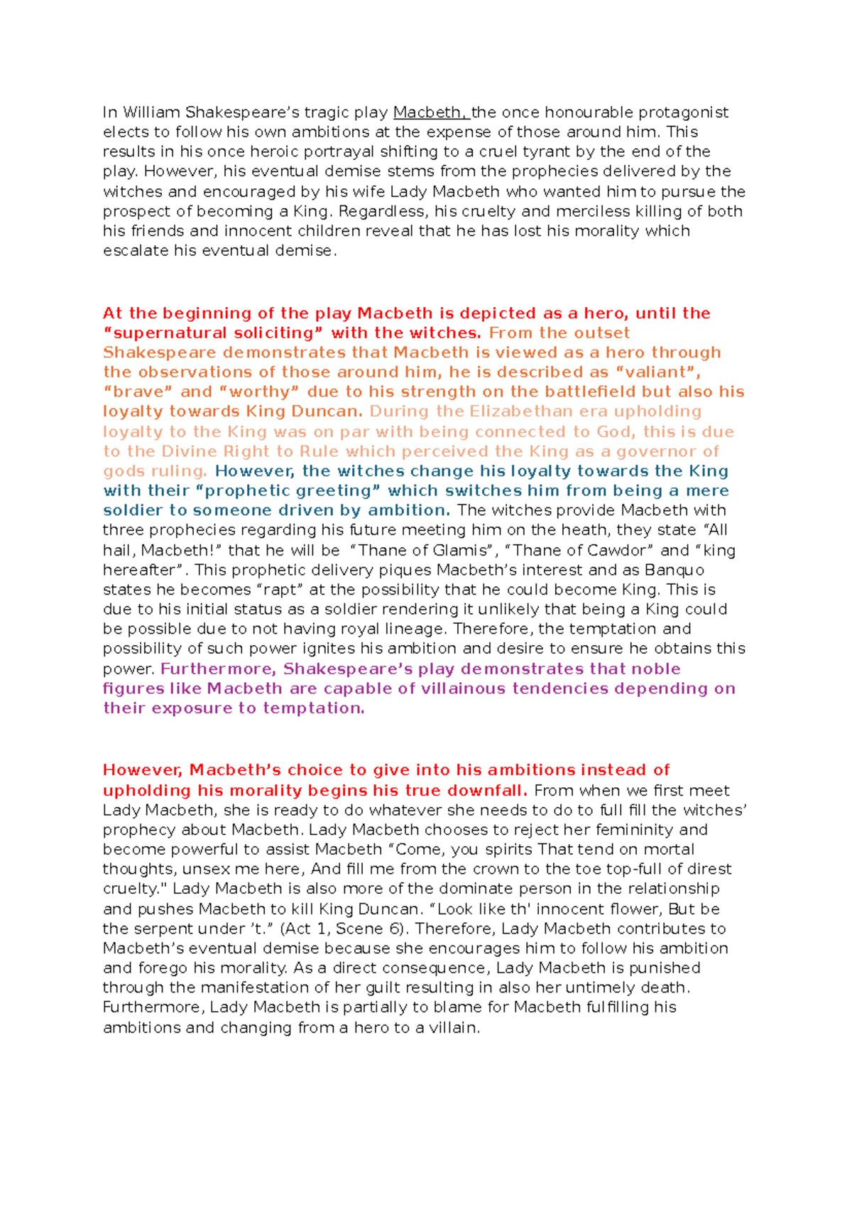 Macbeth Practice Essay: From Hero to Villain in Shakespeare's Tragedy ...