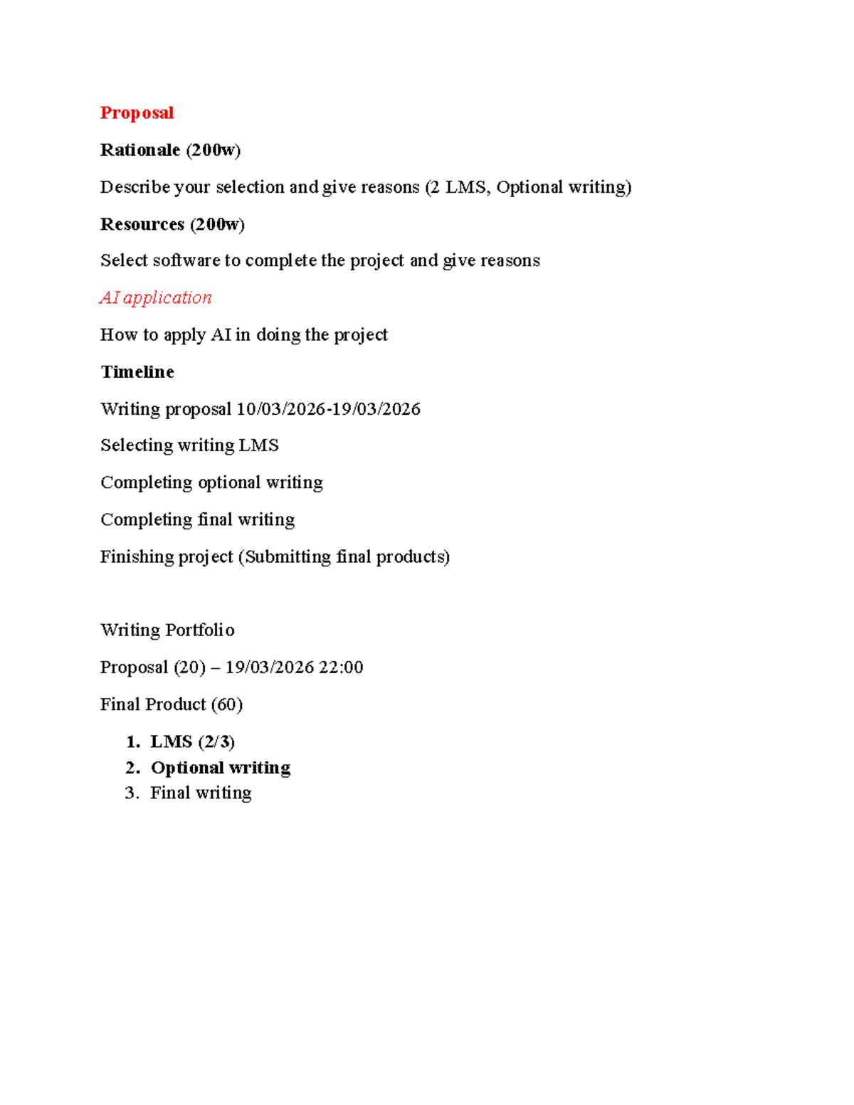 Proposal - Proposal Rationale (200w) Describe your selection and give ...