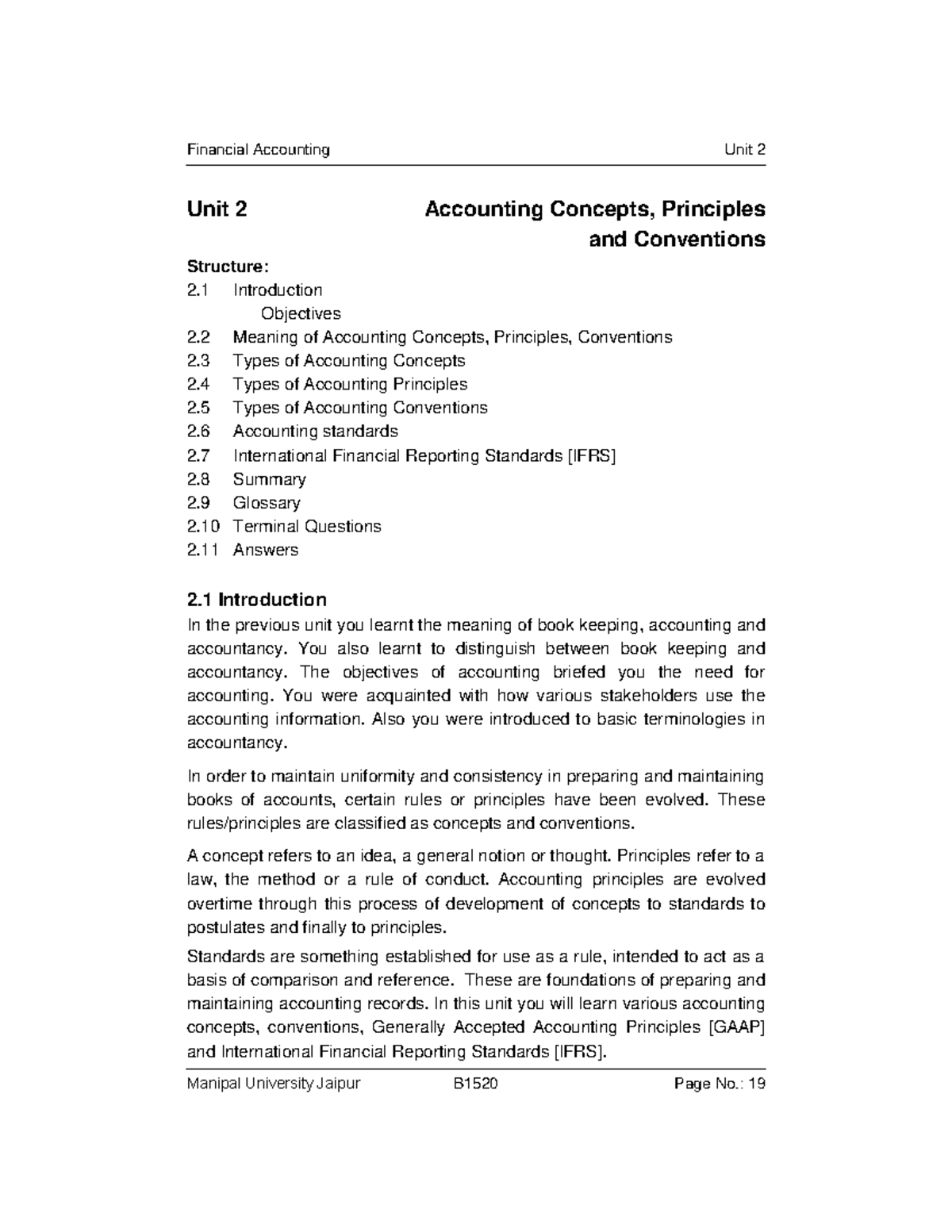 Unit 2-Accounting Concepts, Principles and Conventions - Unit 2 ...
