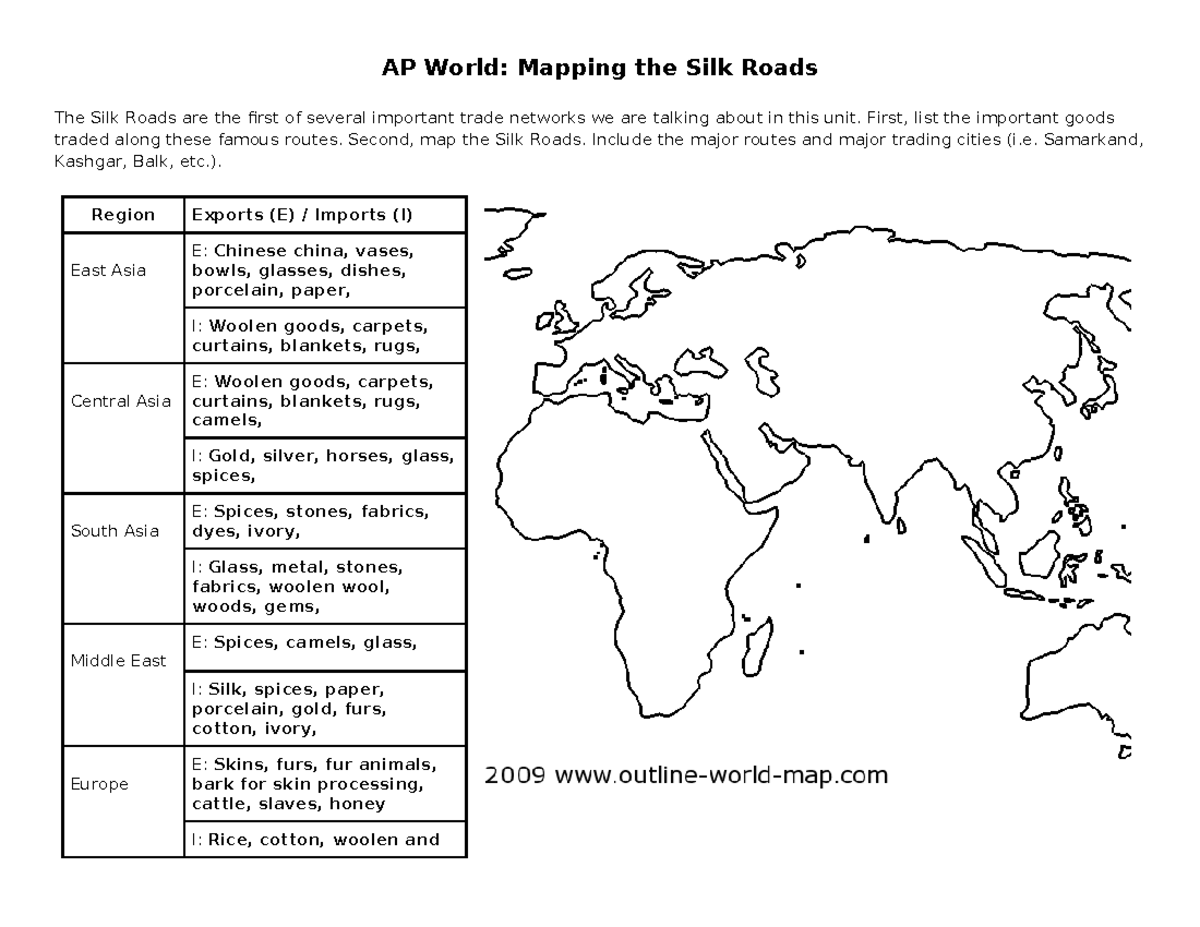 AP World: Mapping the Silk Roads Trade Networks and SAQ Practice - Studocu