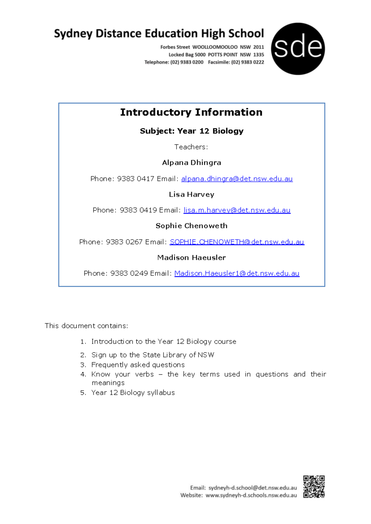 Yr 12 Biology Introductory Info & Course Overview 2026 - Studocu