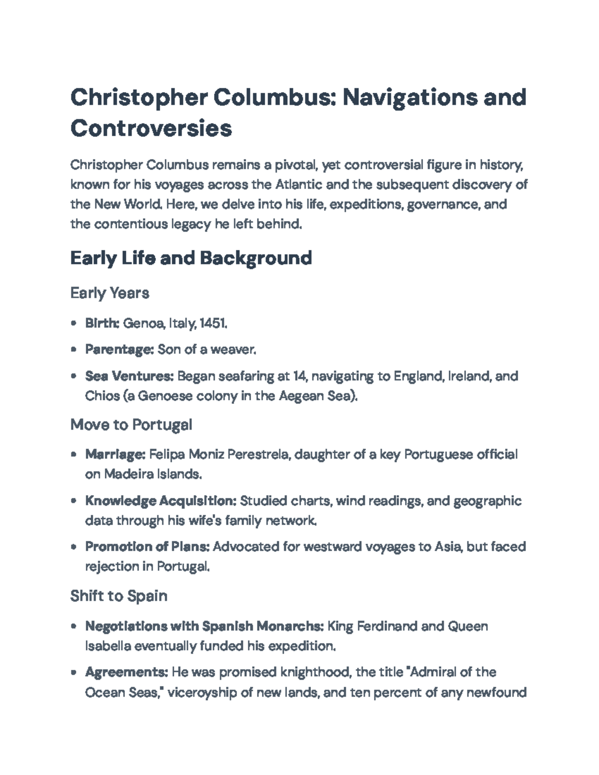 Christopher Columbus: Voyages, Governance, and His Controversial Legacy ...