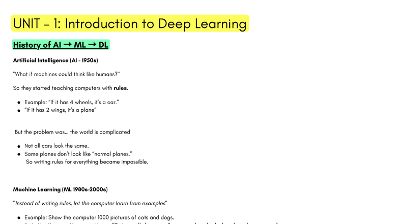 DLNotes: Deep Learning Overview and Key Concepts - Studocu