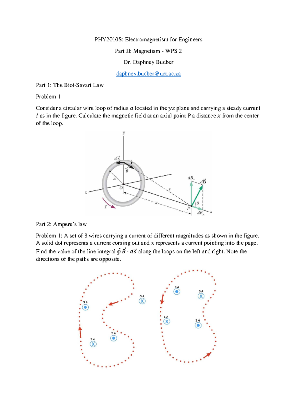 PHY2010S: Magnetism WPS 2 - Current and Magnetic Fields Analysis - Studocu