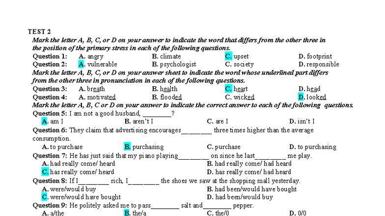 TEST 2 - English Language Skills Assessment - Studocu