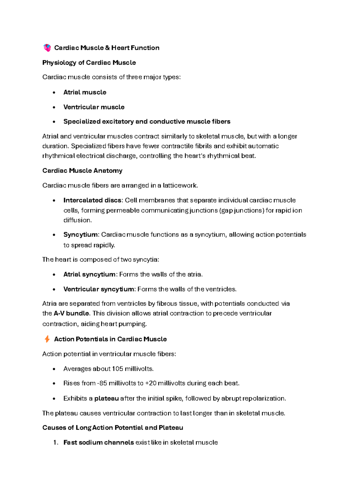 🫀 Cardiac Muscle - NOTES ON SU 1 - Cardiac Muscle & Heart Function ...