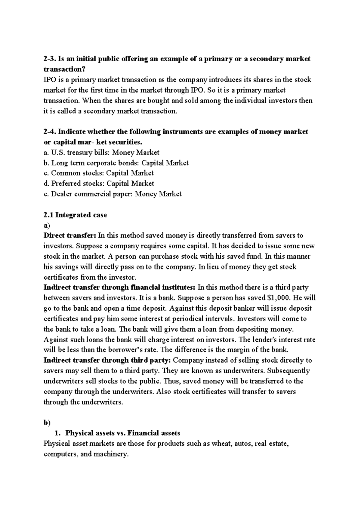 HW2 - Summary Principles of Finance - 2-3. Is an initial public ...
