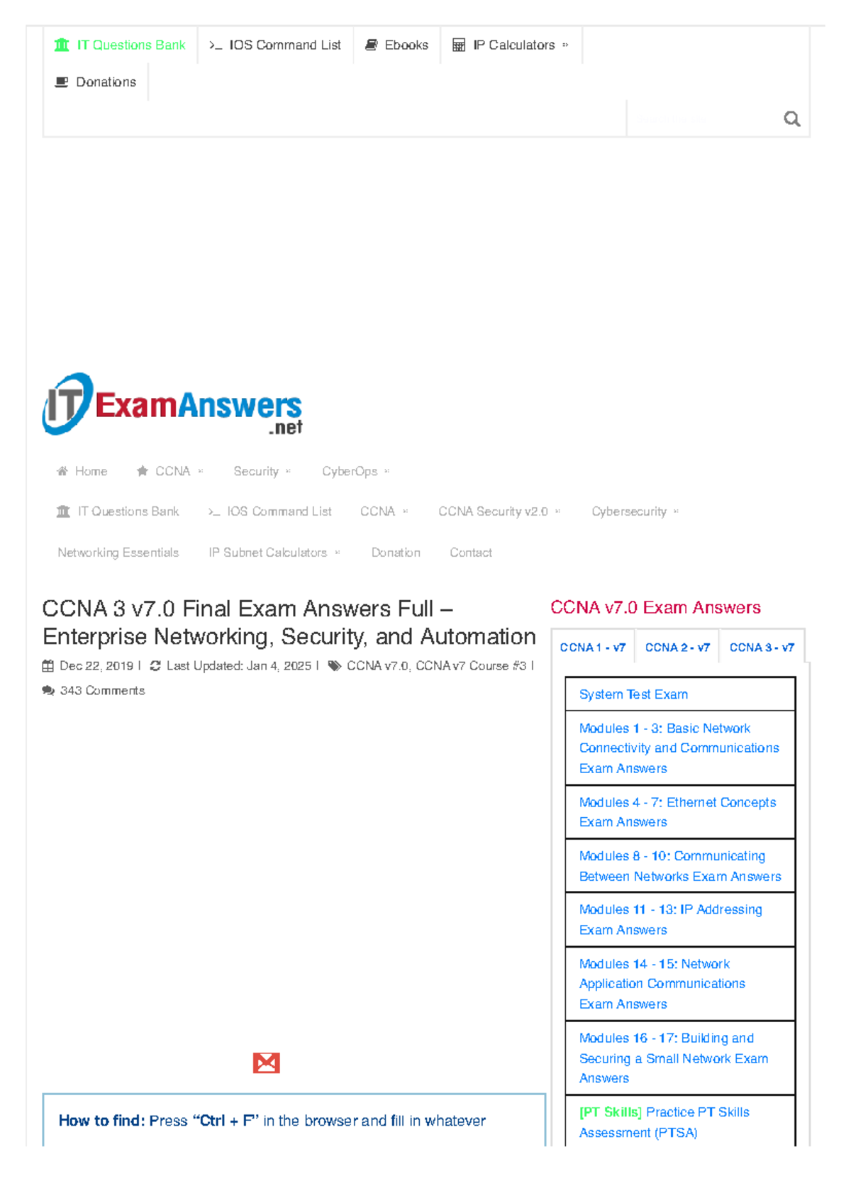 CCNA 3 v7 Final Exam Answers: Enterprise Networking & Security - Studocu