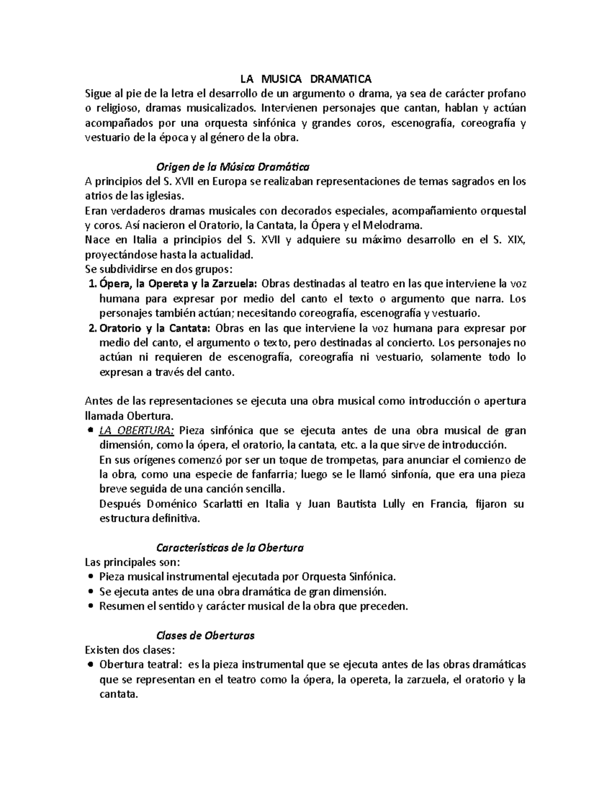 LA MUSICA DRAMATICA (MÚSICA 101): Resumen y Análisis Completo - Studocu