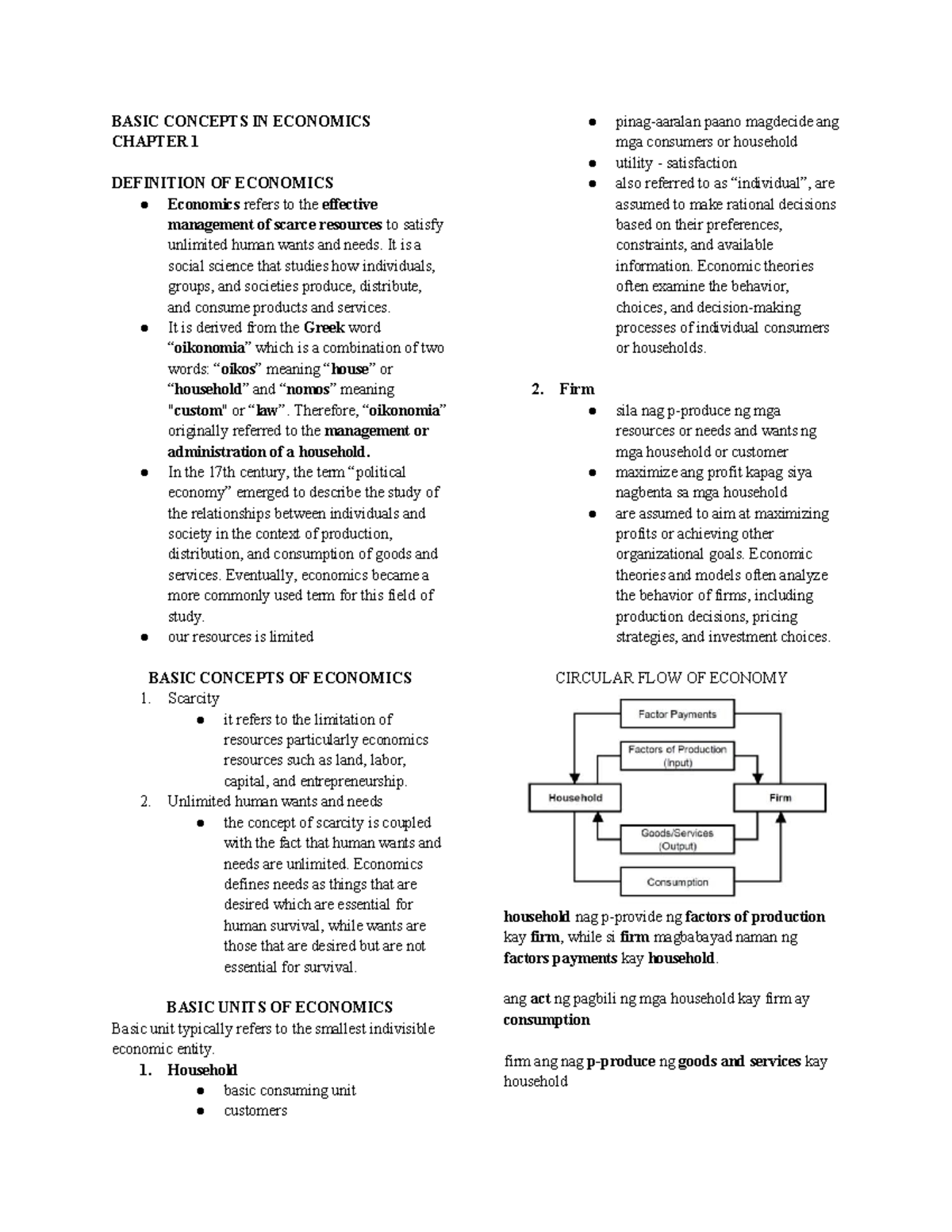 BASIC CONCEPTS IN ECONOMICS (ECO101) - CHAPTER 1 OVERVIEW - Studocu
