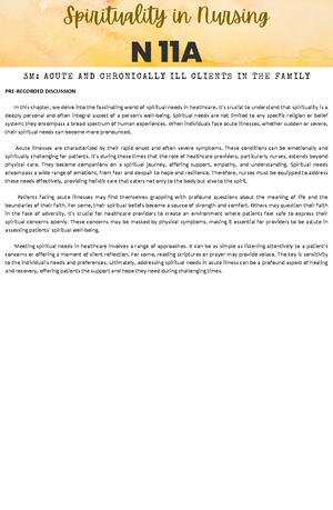 Module 1 2 3 - N 11A: SPIRITUALITY IN NURSING BSN 1: SEMESTER 1 ...