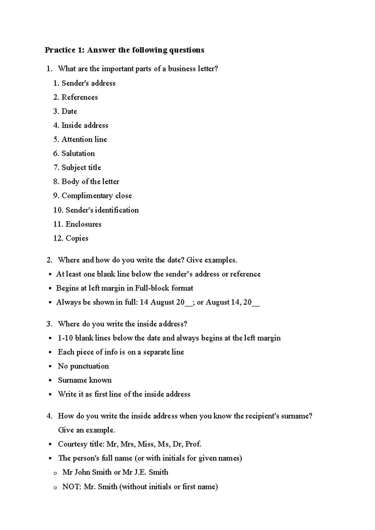 Unit 1 - Business Letter Layout and Examples - Studocu