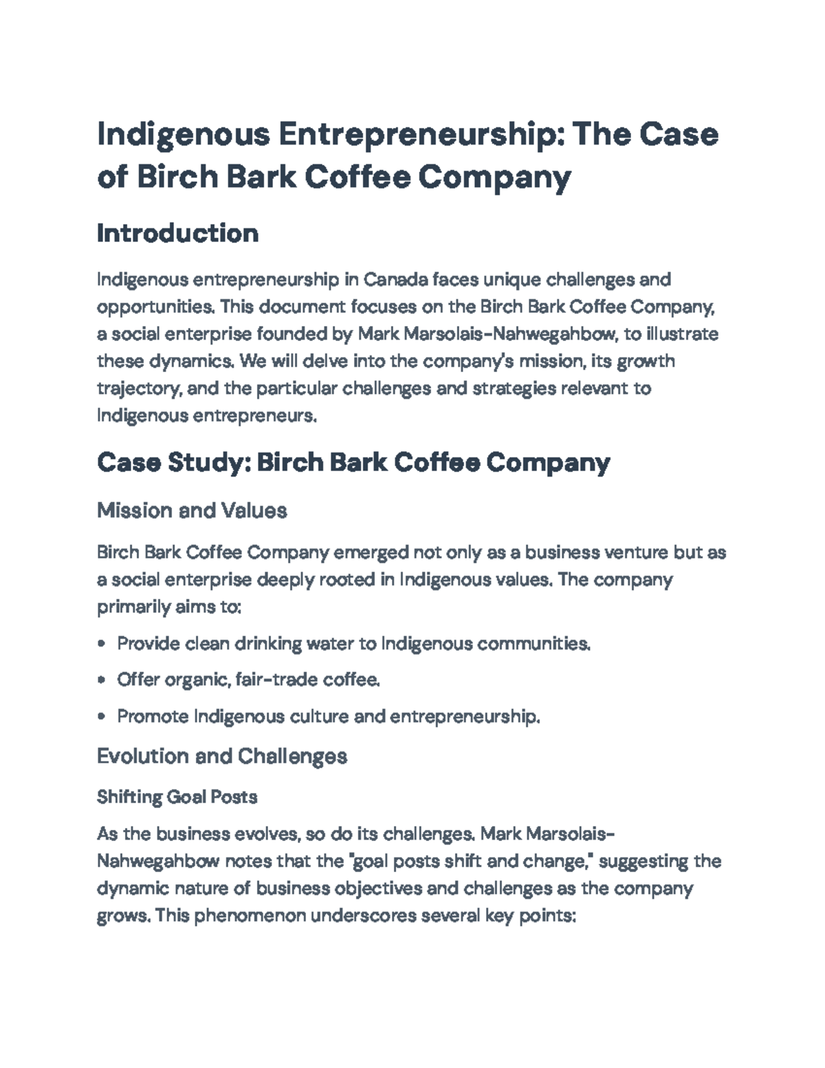 Indigenous Entrepreneurship Case Study: Birch Bark Coffee Co. in COMM ...