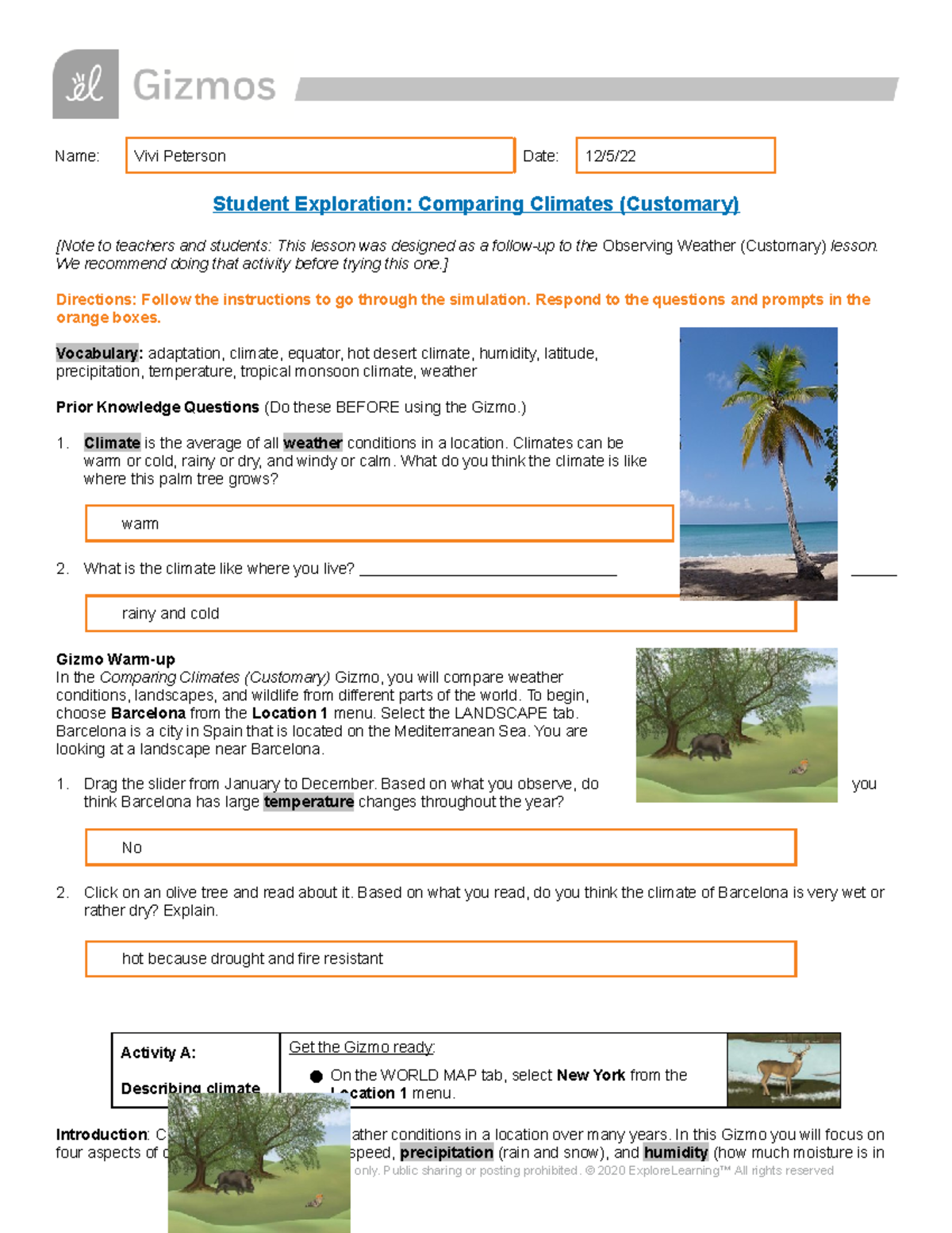 Comparing Climates in the Gizmo: CSE Lesson Exploration - Studocu