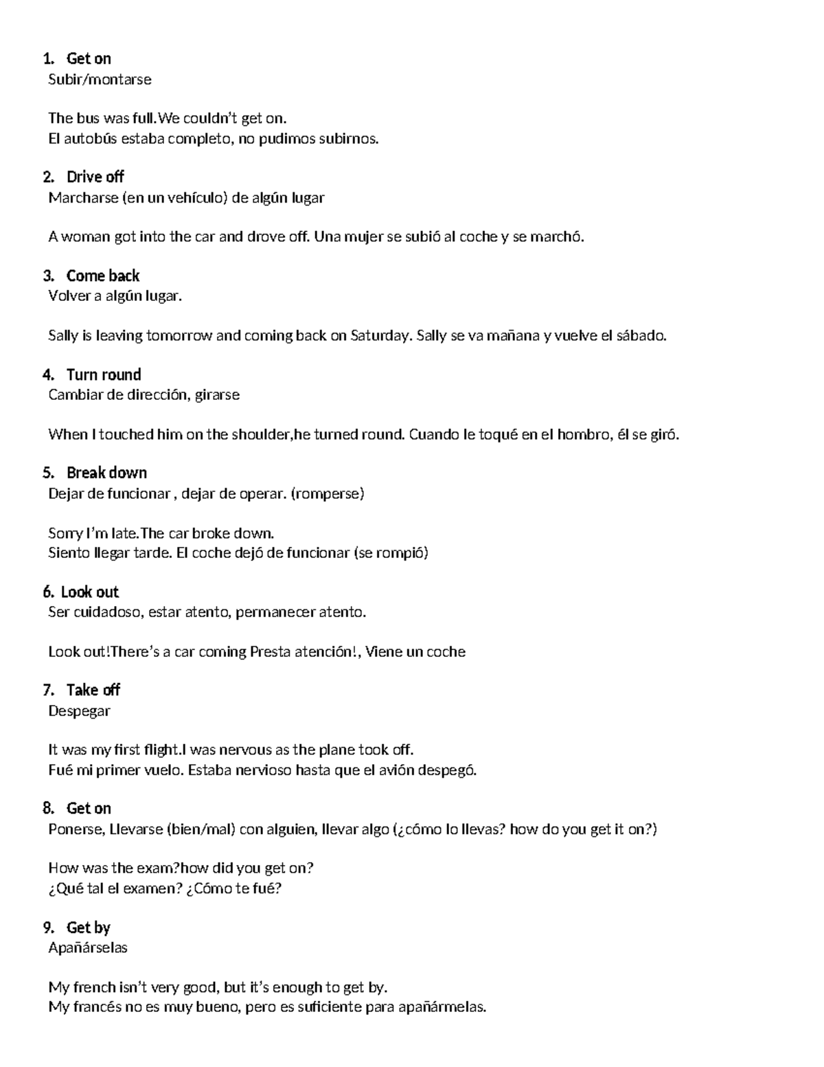 Phrasal Verbs List for ESL Students (ENG 101) - Studocu