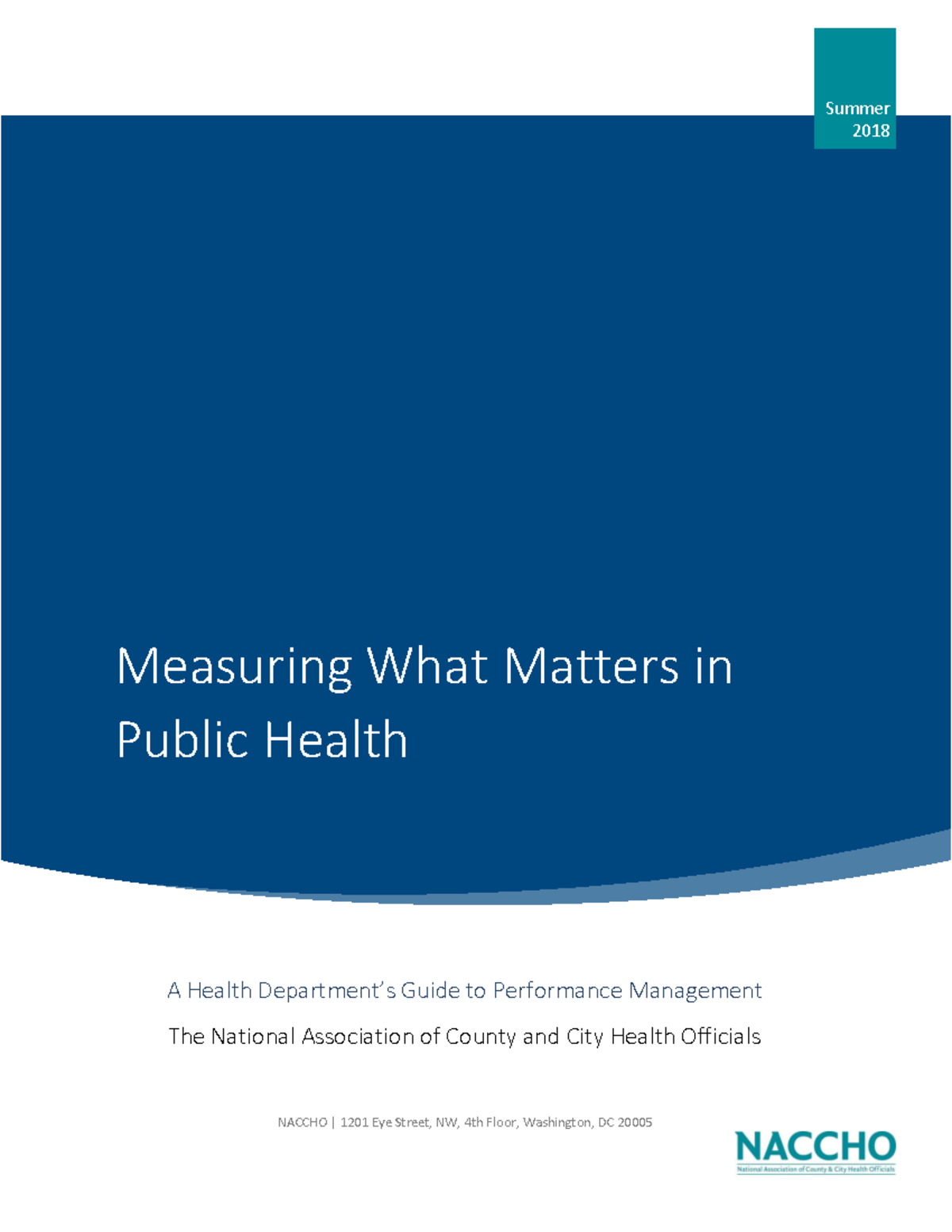 NACCHO 2018 Guide to Performance Management in Public Health Systems ...