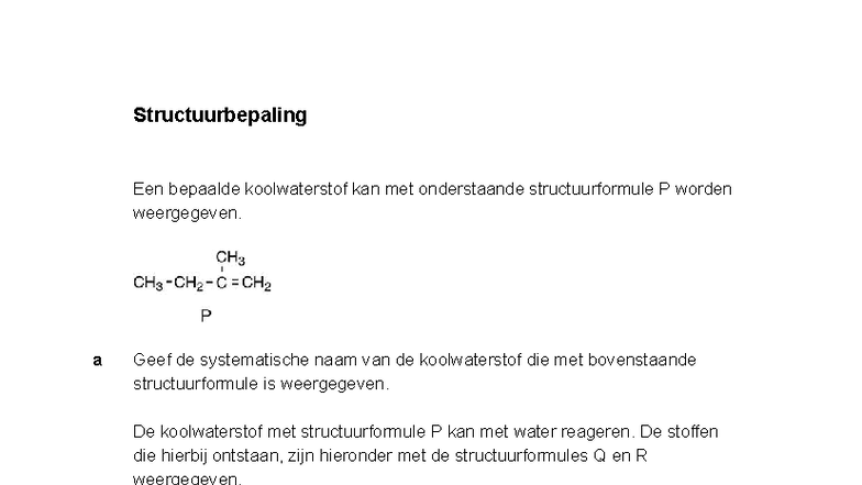 Examenopgave Structuurbepaling van Koolwaterstoffen - Studeersnel