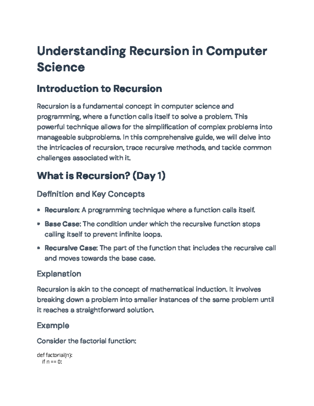 Mastering Recursion: Techniques, Tracing, and Challenges - Understanding Recursion in Computer ...