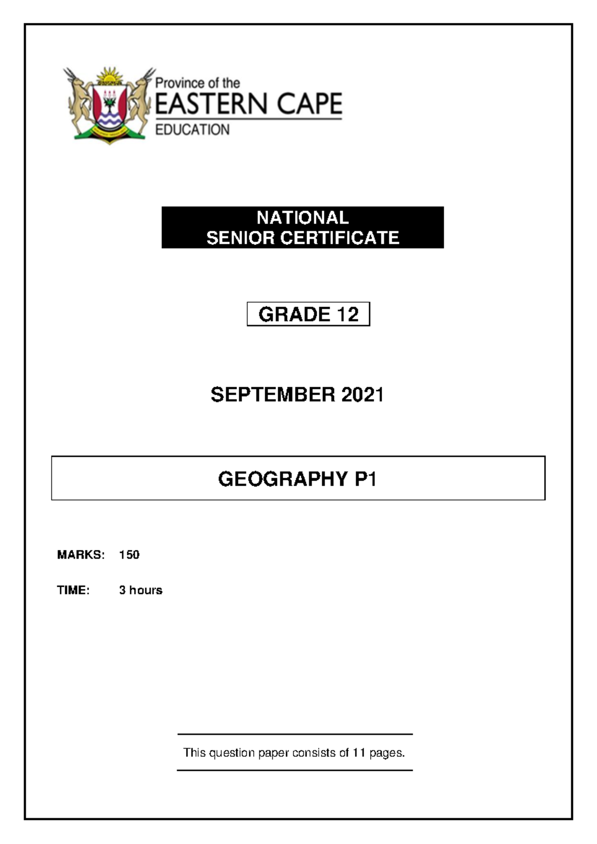 Geography P1 GR12 September 2021 Question Paper English - Studocu