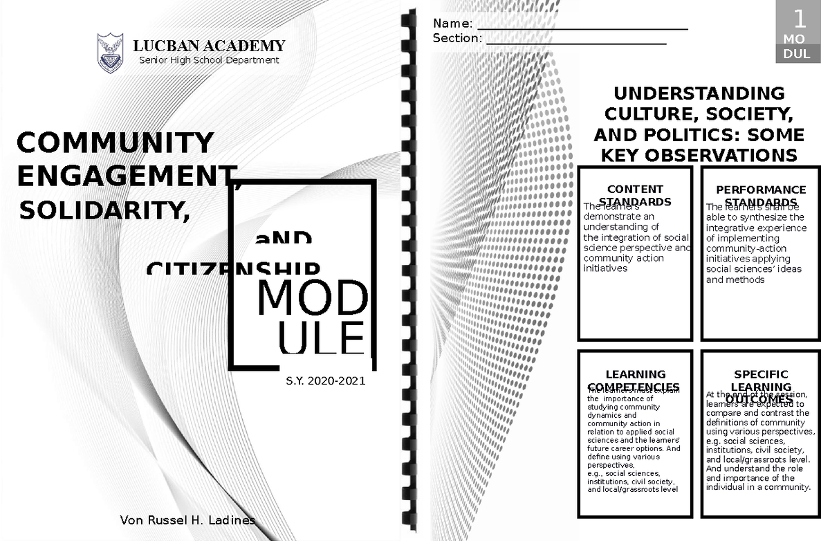 CESC Module 1 - Community Engagement, Solidarity, and Citizenship - MO ...