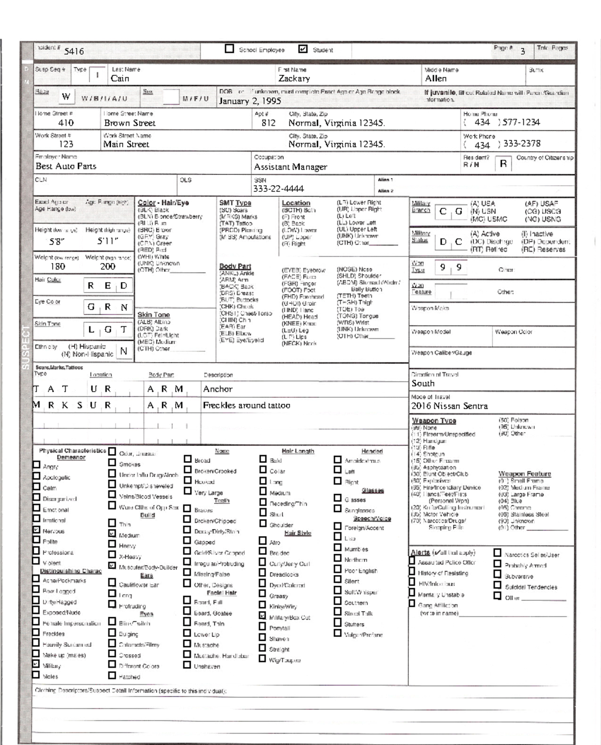 Investigation Project: Suspect and Property Details (P.-18 BASE3) - Studocu