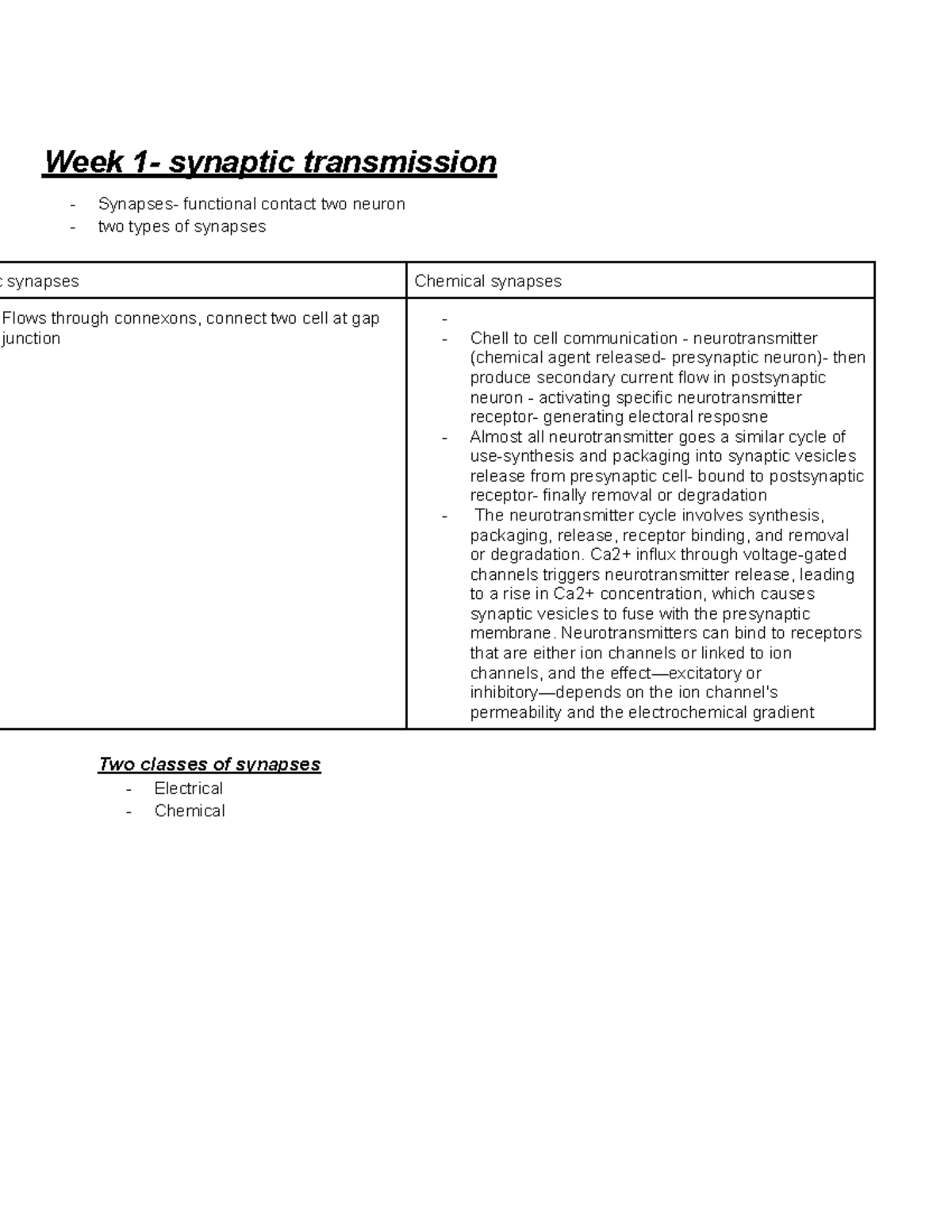 Neuroscience 101: Comprehensive Notes on Synaptic Transmission and ...