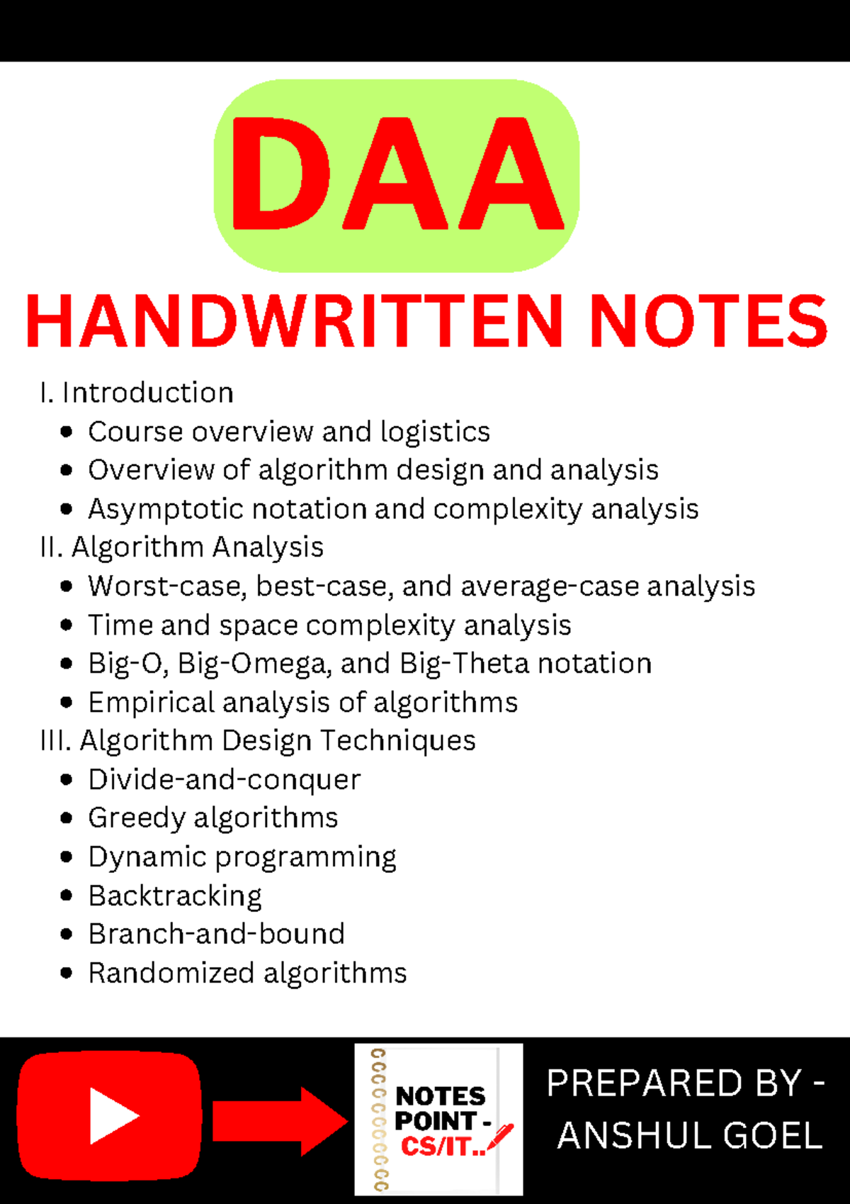 DAA Handwritten Notes by Anshul Goel - Algorithm Design & Analysis ...