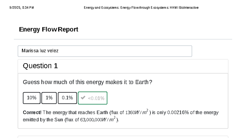 Energy Flow through Ecosystems: HHMI BioInteractive Report - Studocu