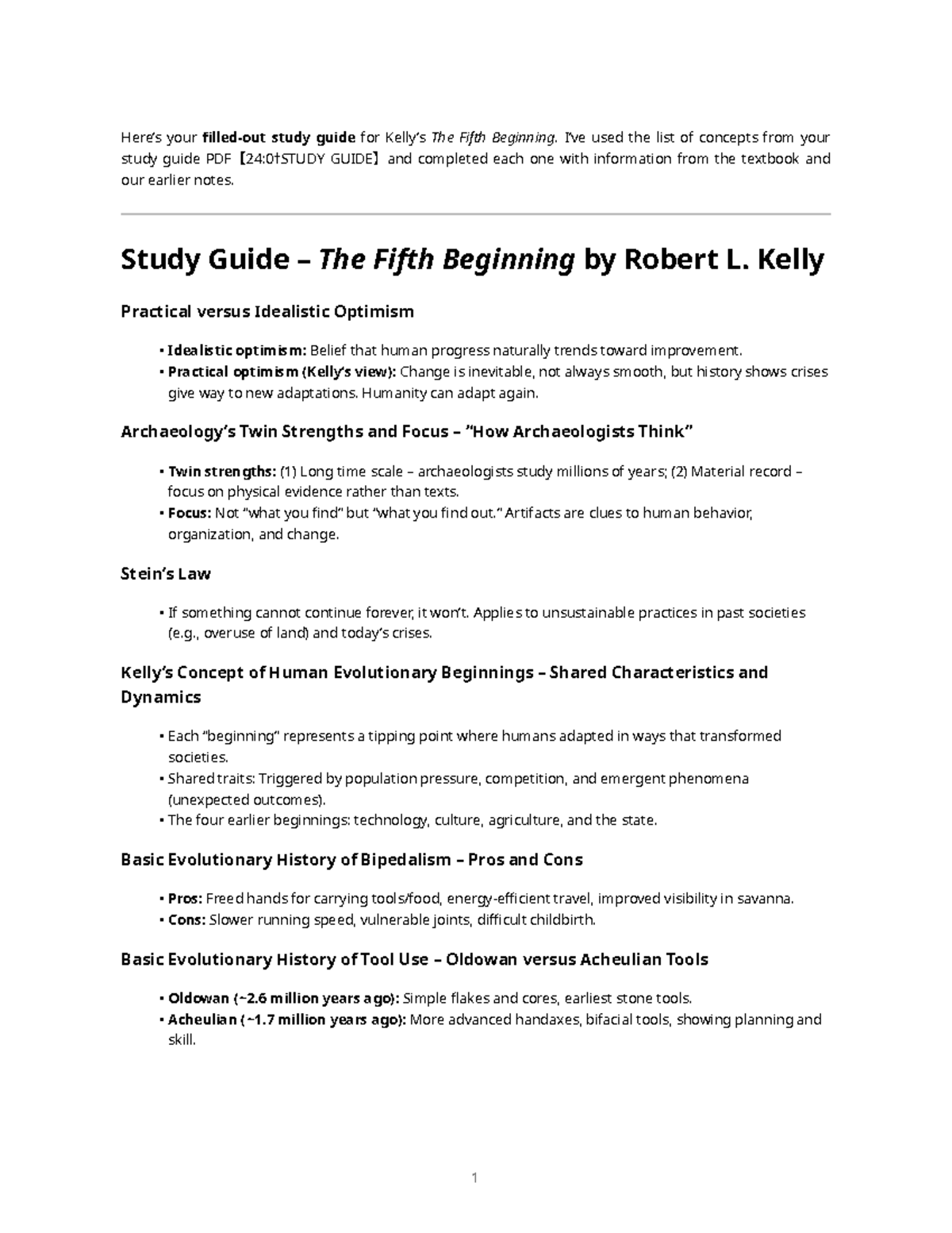 Study Guide: The Fifth Beginning (Course Code) by Robert L. Kelly - Studocu