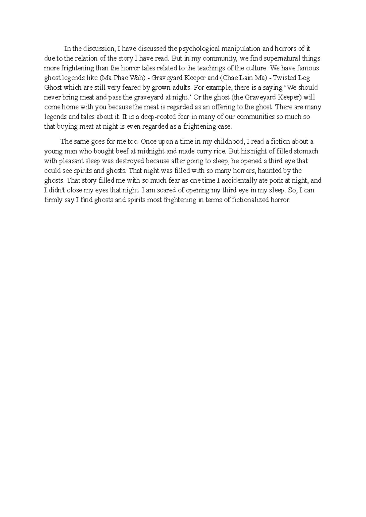Learning Journal 3 - Cultural Perspectives on Horror and Superstition ...
