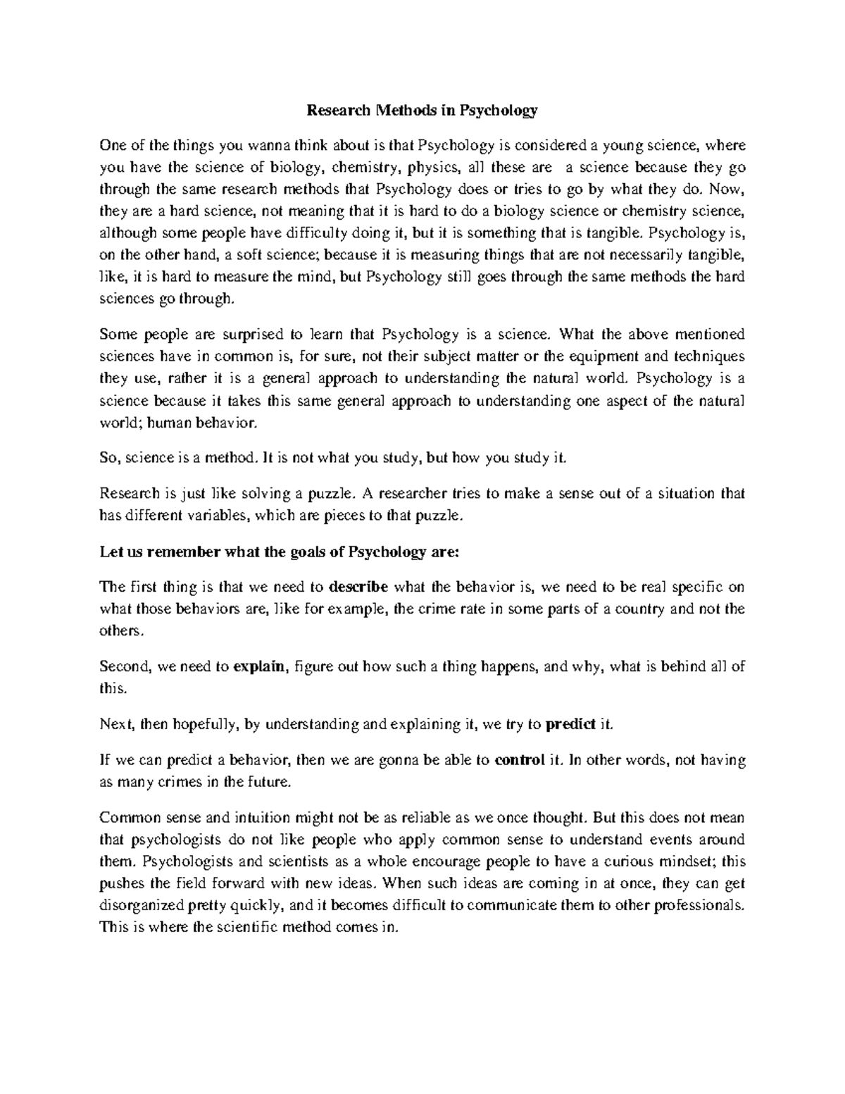 C3 Final Exam Study Guide: Research Methods in Psychology - Studocu