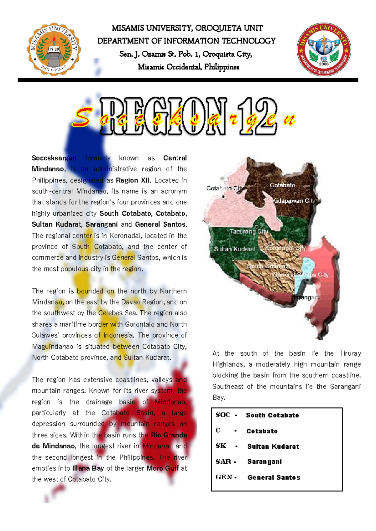 Region XII Overview: Soccsksargen's Geography, Culture & Festivals ...