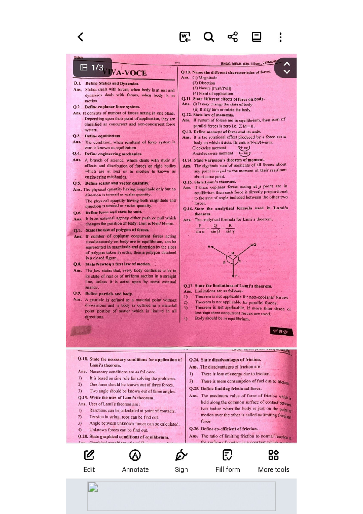 ENGG. MECH. (Dip. II Sem., Force Characteristics and Mechanics Concepts ...
