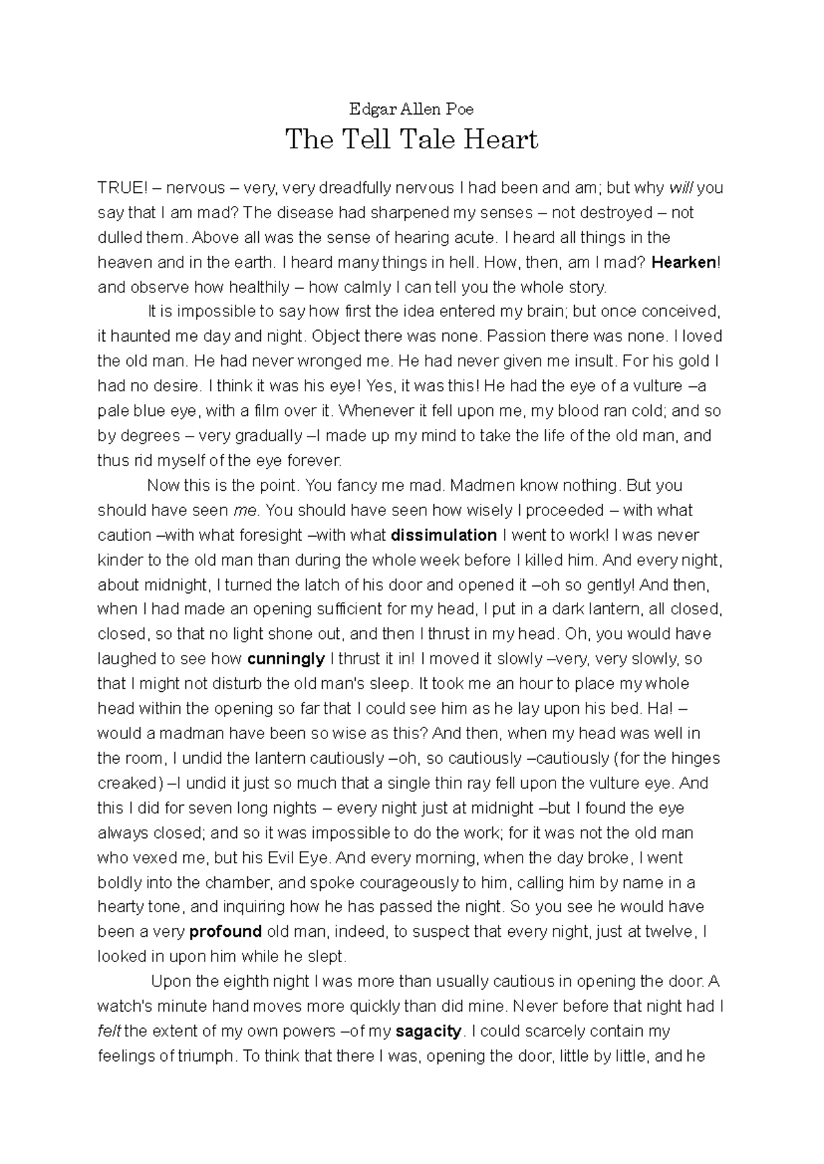 The Tell-Tale Heart - Edgar Allan Poe Analysis & Insights - Studeersnel