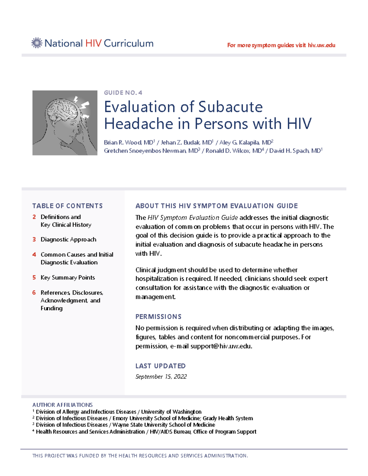 Evaluation of Subacute Headache in Persons with HIV (HIV 101) - Studocu