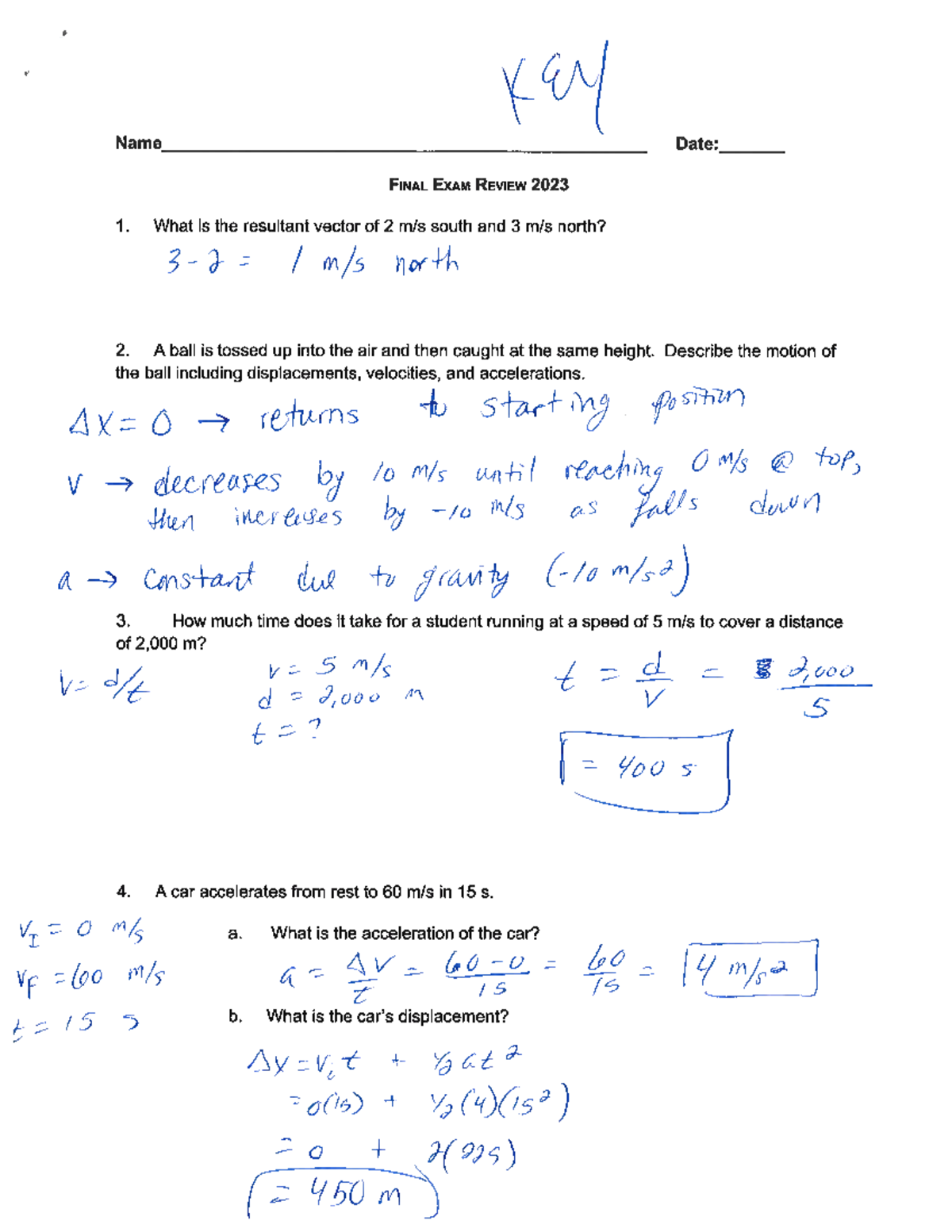 Physics Final Review Answer Key - Studocu