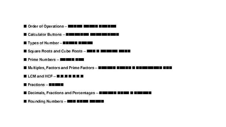 Math Checklist Bilingual - AS math - n Order of Operations – nnnnn ...