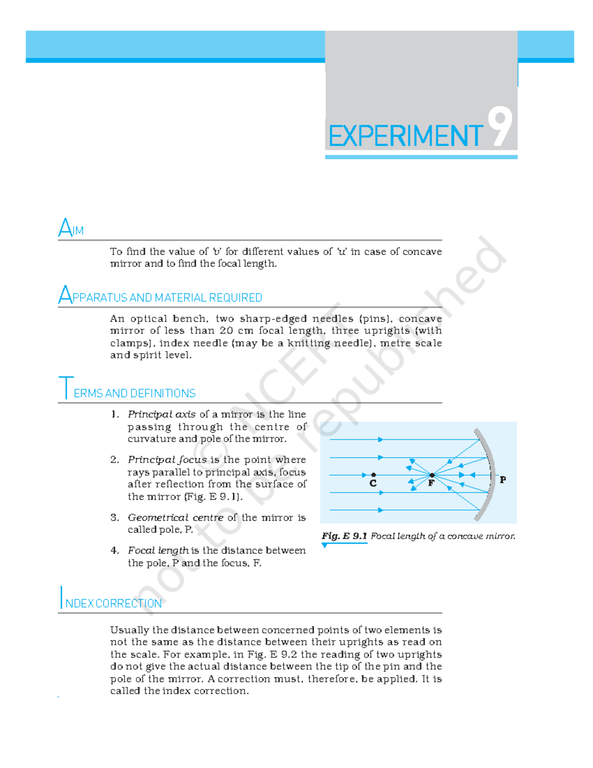 Experiment 9: Determining Focal Length of a Concave Mirror - Lab Manual ...