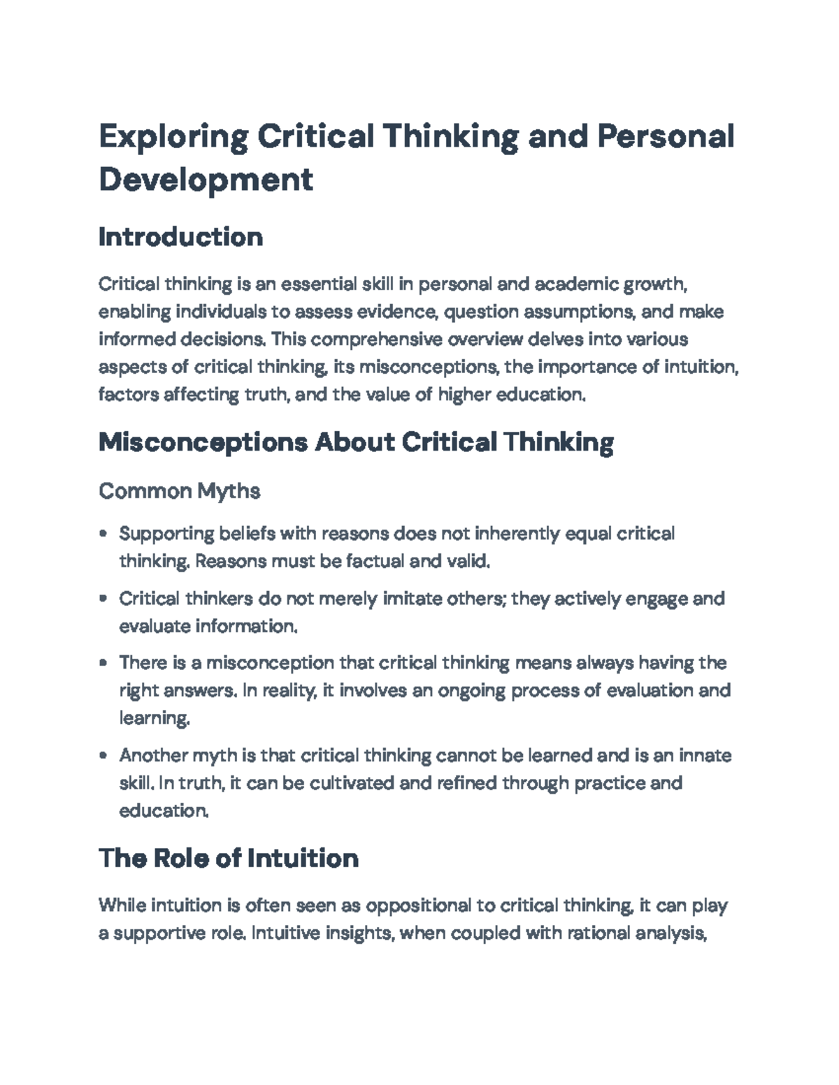 Critical Thinking and Personal Development: An In-Depth Overview ...