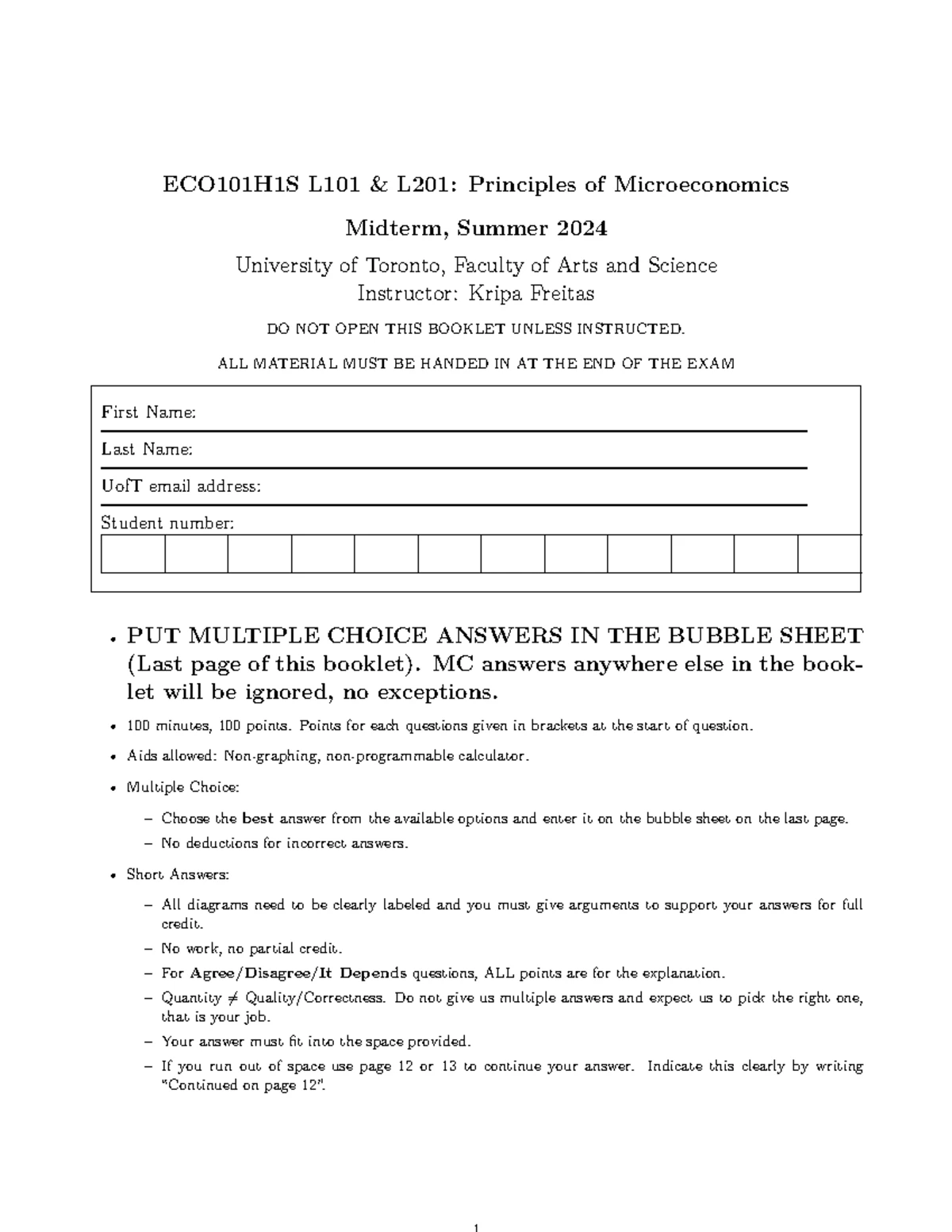 ECO101 Syllabus for Principles of Microeconomics - Winter 2024 - Studocu