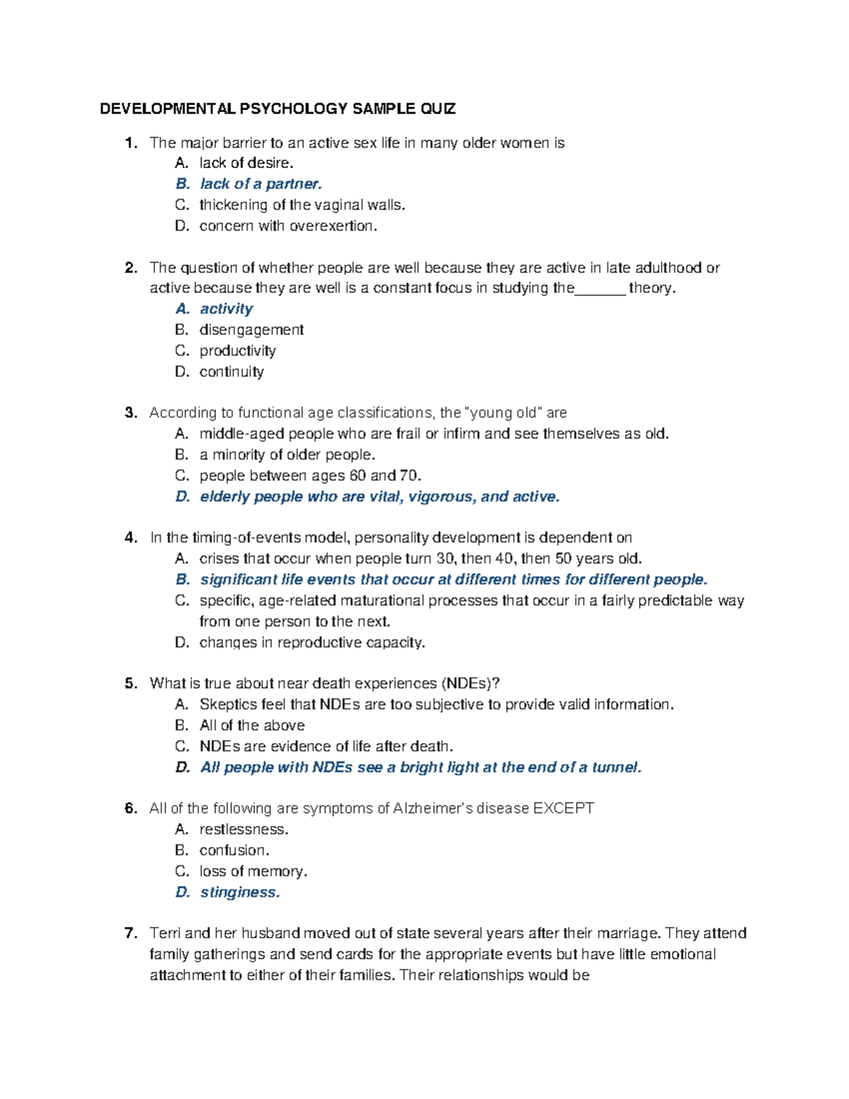PSYCH 102 QUIZ Answer KEY – Developmental Psychology Concepts - Studocu