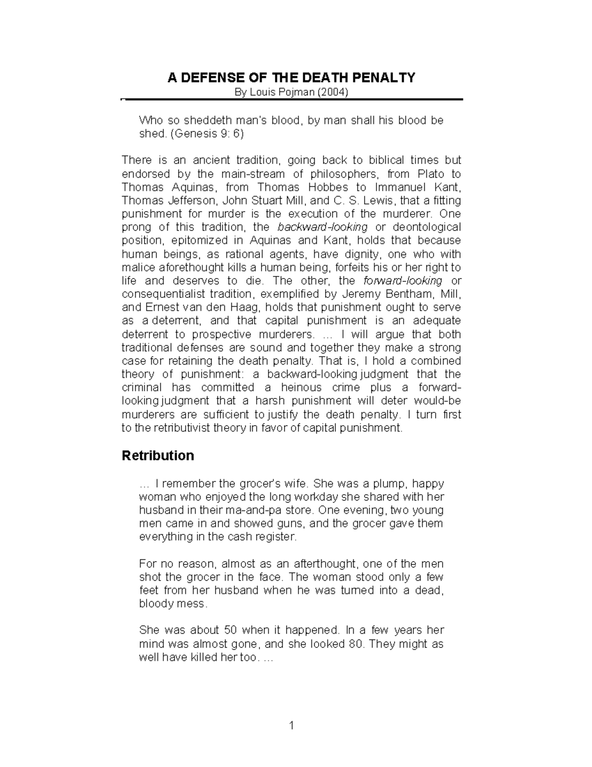 For Death Penalty - Notes (PHIL 101) - Studocu