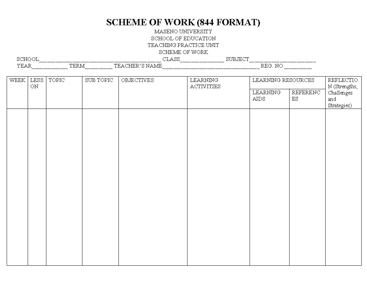 Scheme OF WORK 844 formatFFFF - SCHEME OF WORK (844 FORMAT) MASENO ...