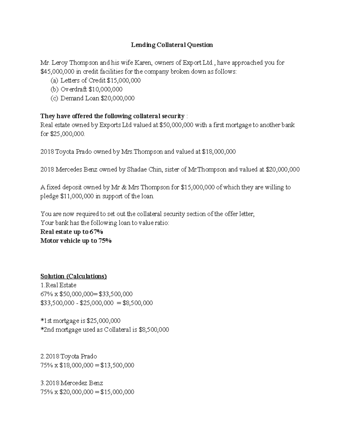 Unit 4 Lending Collateral Analysis and Offer Letter Formulation - Studocu