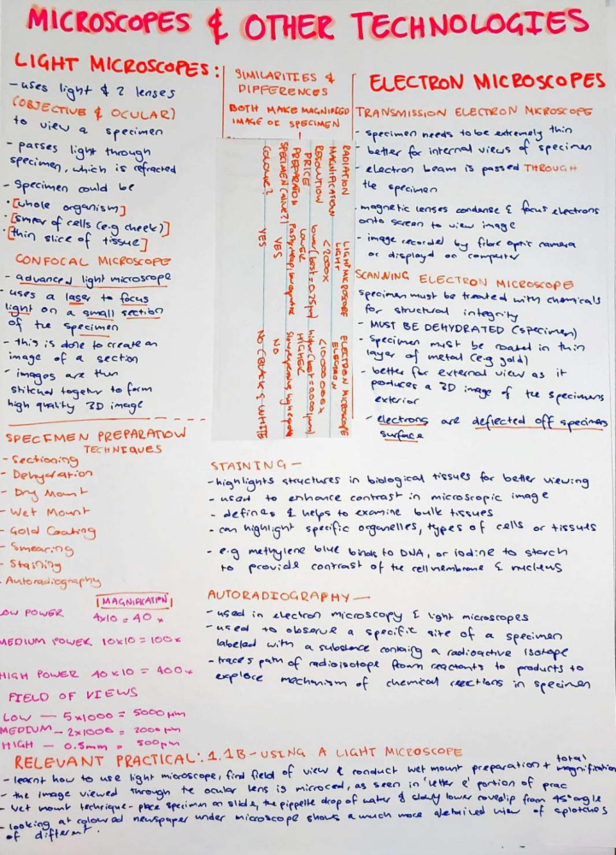 MICROSCOPES & CELL STRUCTURE: COMPARATIVE ANALYSIS (BIO101) - Studocu