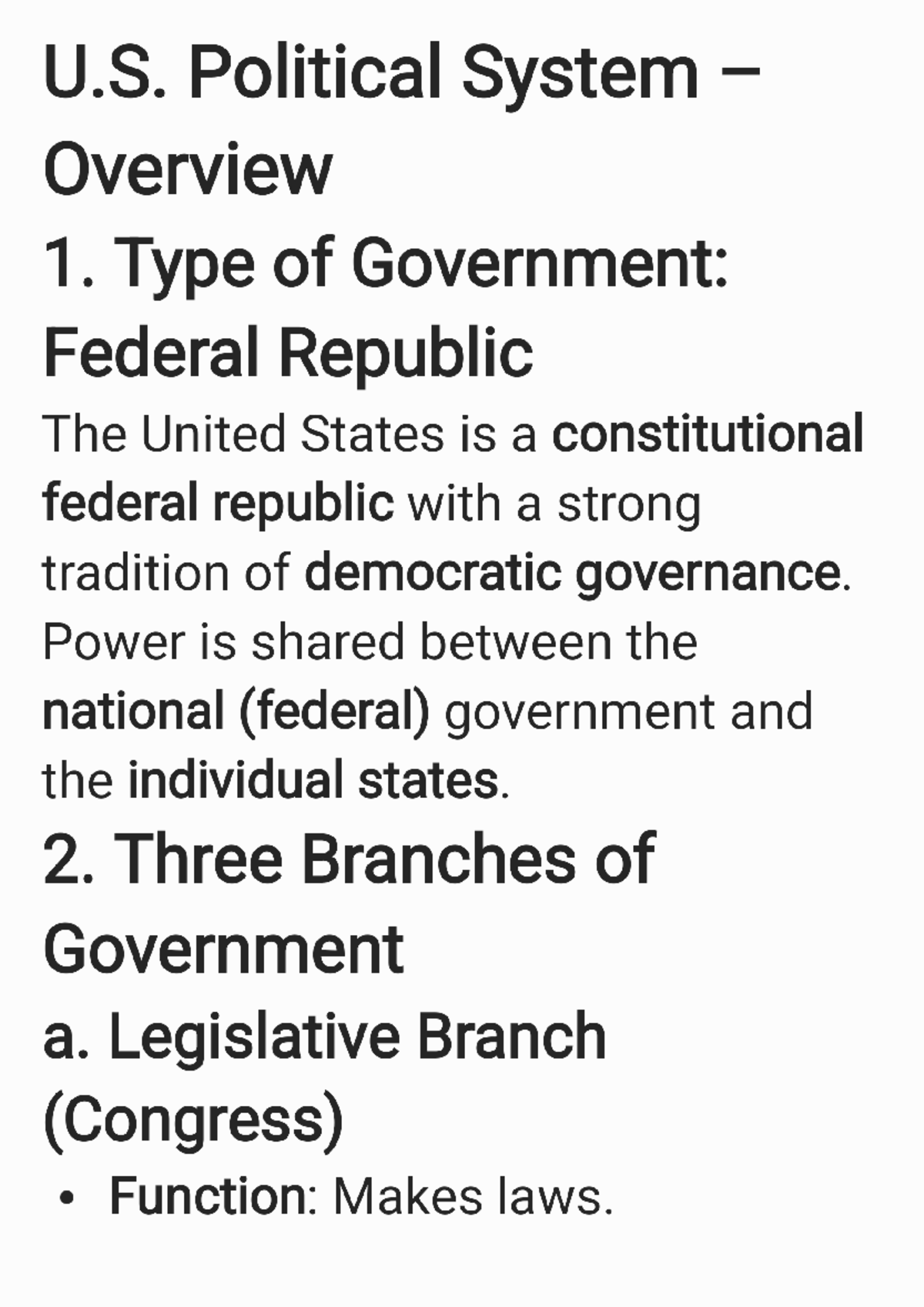 US Political System Overview: Structure & Functions - Studocu