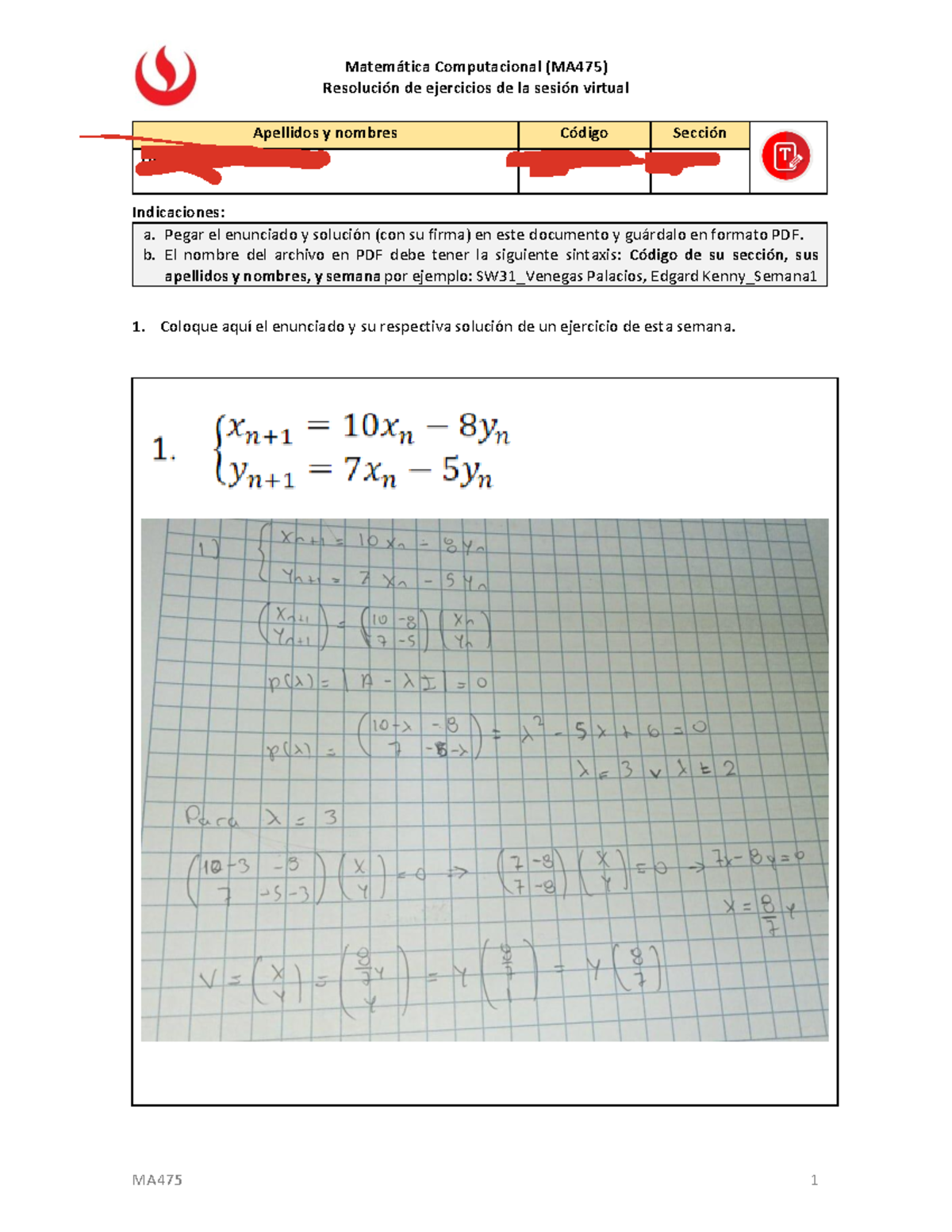 Semana 13 Mate Computacional - MA4 75 1 Matemática Computacional (MA ...
