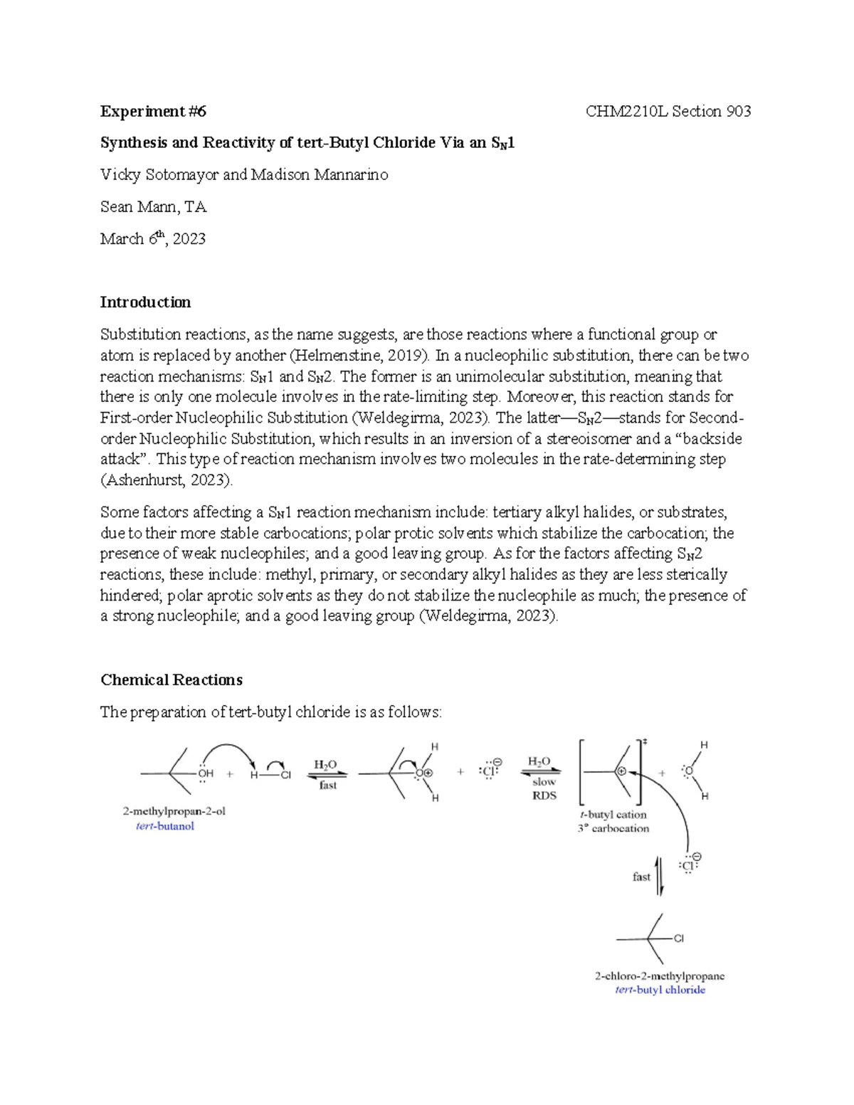 POST LAB EXP 6 - Post Lab for Experiment 6 - Experiment #6 CHM2210L ...