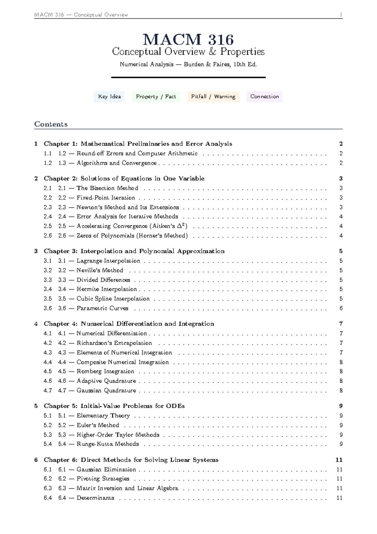 MACM 316 Conceptual Overview: Key Concepts in Numerical Analysis - Studocu