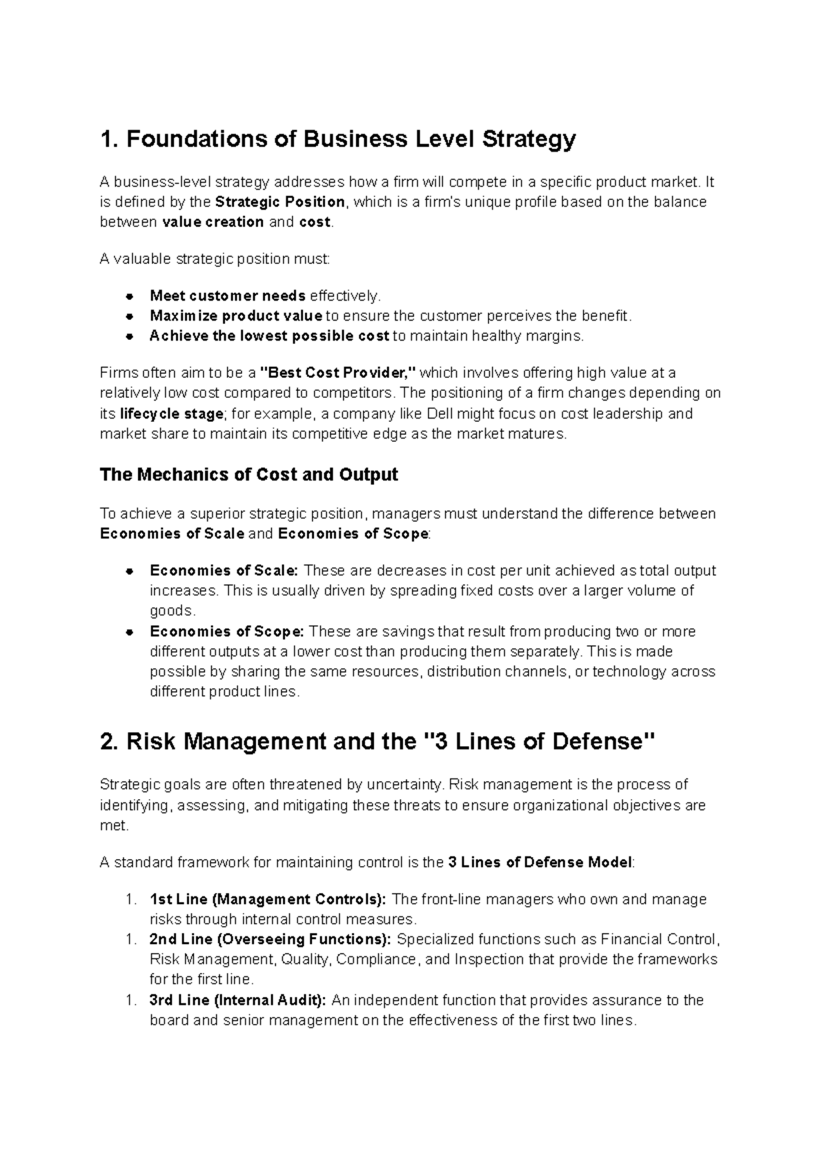 Foundations of Business Level Strategy: MP Post Mid Exam Notes - Studocu